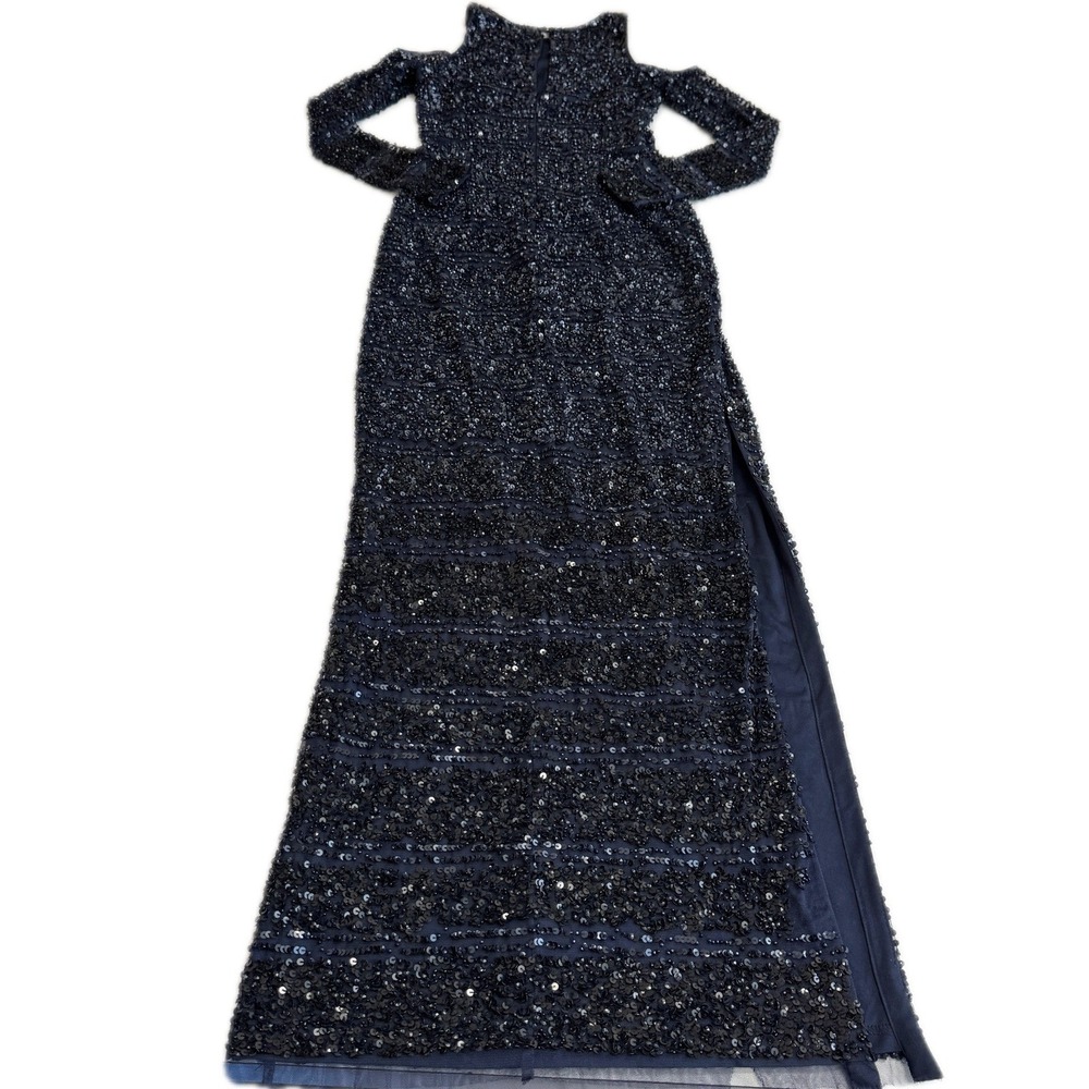 Aidan Mattox | Dresses | Aidan Mattox Gown Womens Blue Sequin Cold ...
